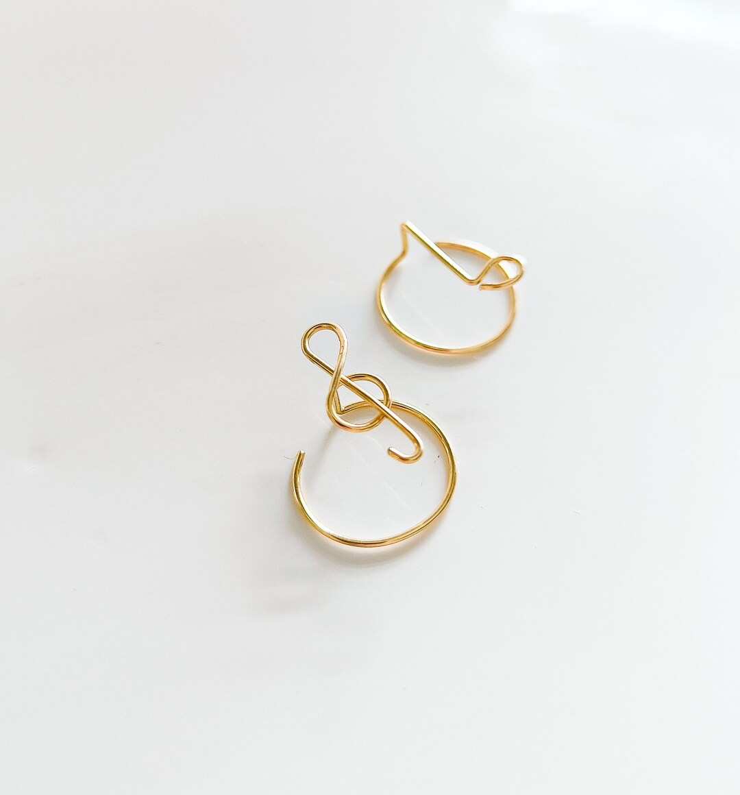 Boucles d'oreilles notes de musique en or laminé 14k - Etsy France