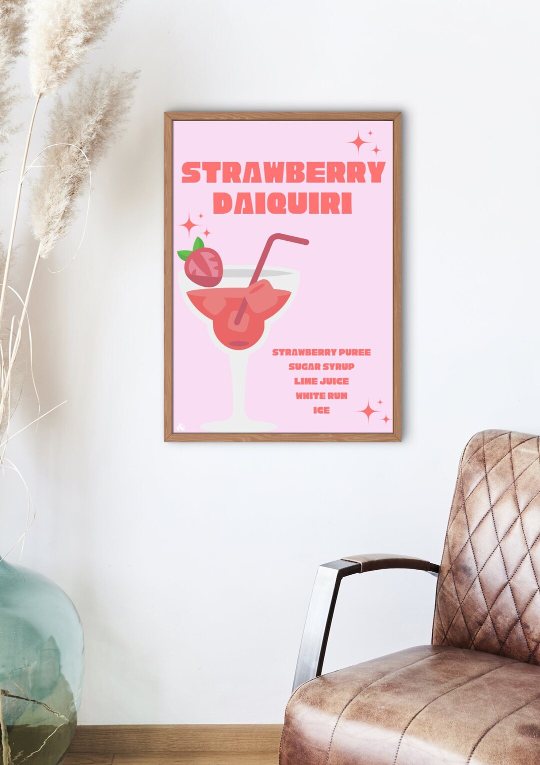 Strawberry Daiquiri Cocktail Poster Digital Download - Etsy