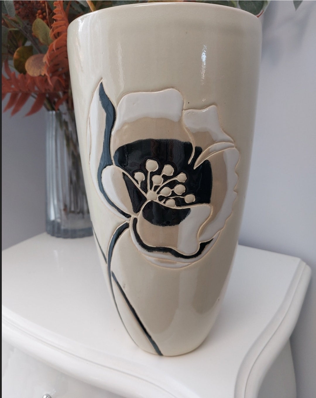 Floor Vase Bold Flower Design Handmade by PARLANE - Etsy