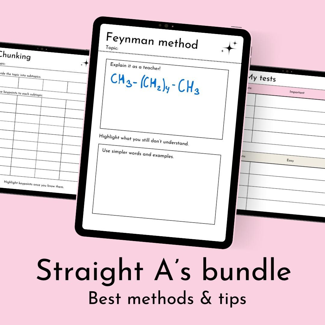 STRAIGHT A’s BUNDLE | Printable Study Sheets, Methods + Study Planner ...