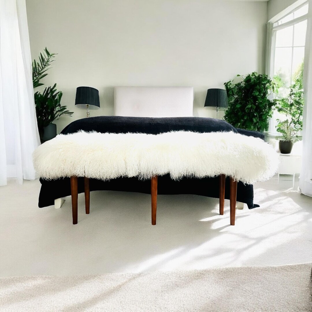Luxurious Mongolian Fur Bench - Genuine Tibetan Fur - Double Bed ...