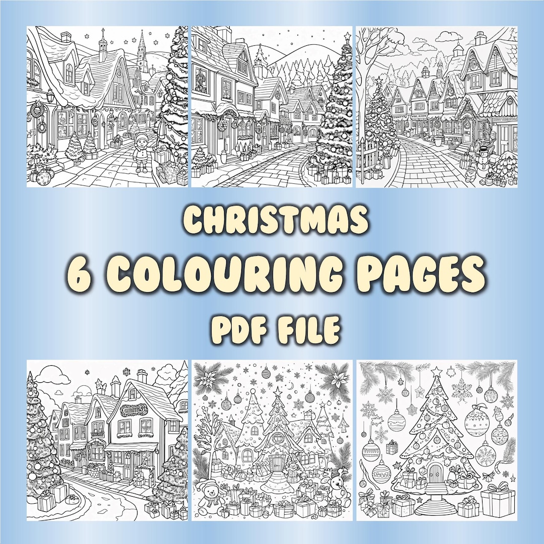 Christmas Colouring 6 Pages for Kids & Adults - Relaxing Holiday ...