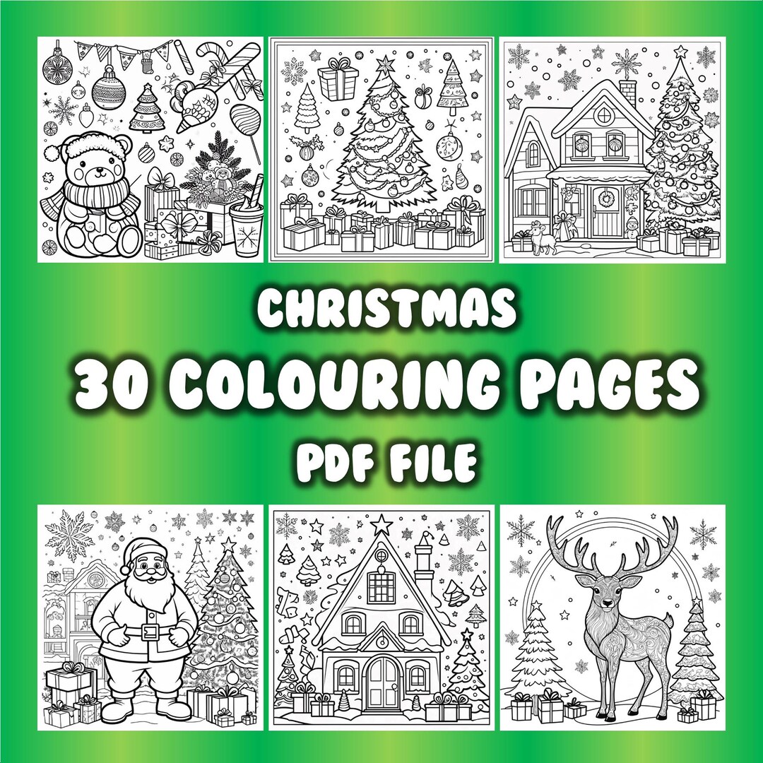 30 Christmas Colouring Pages | Digital Download | Festive Holiday ...