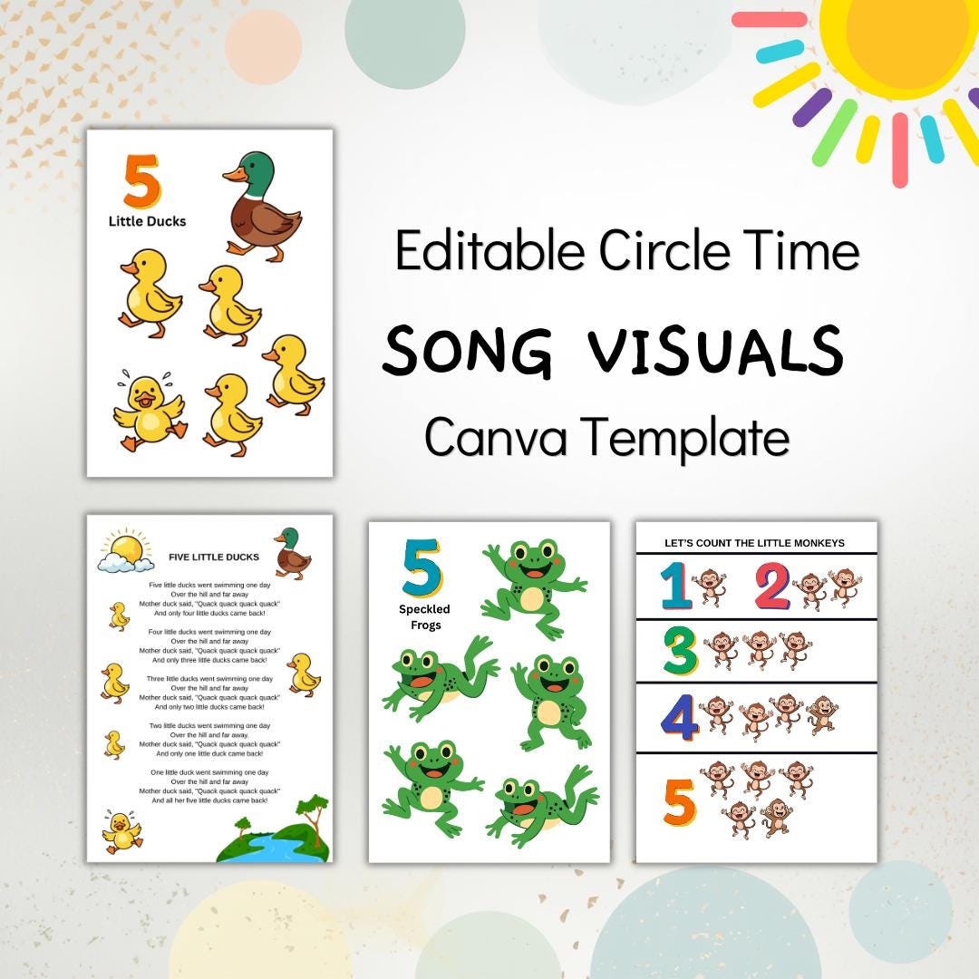 Editable Circle Time Song Visuals | Ducks, Frogs, Monkeys Counting ...