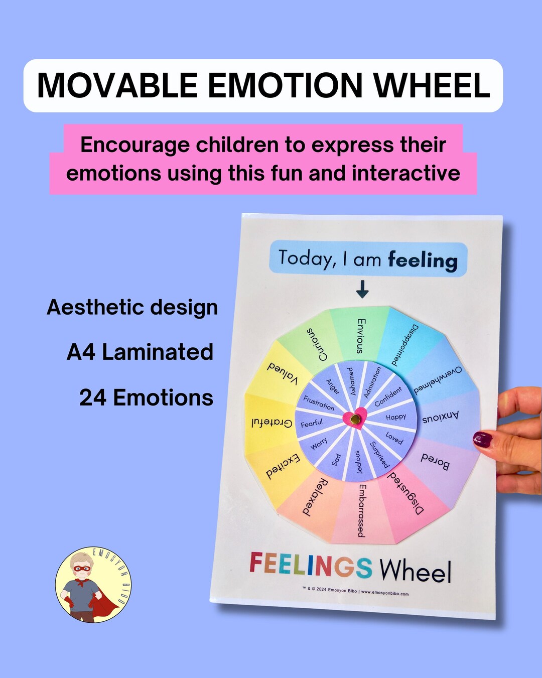 Movable Emotion Wheel for Kids | Laminated Feelings Chart - Etsy