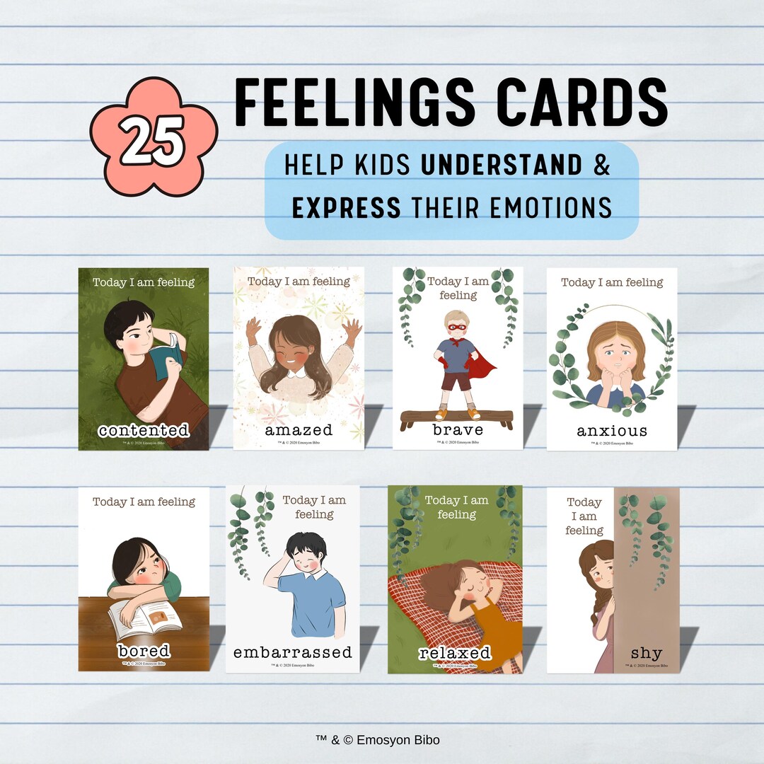 Kids Emotion Flashcards | SEL Feelings Learning Tool (printable) - Etsy