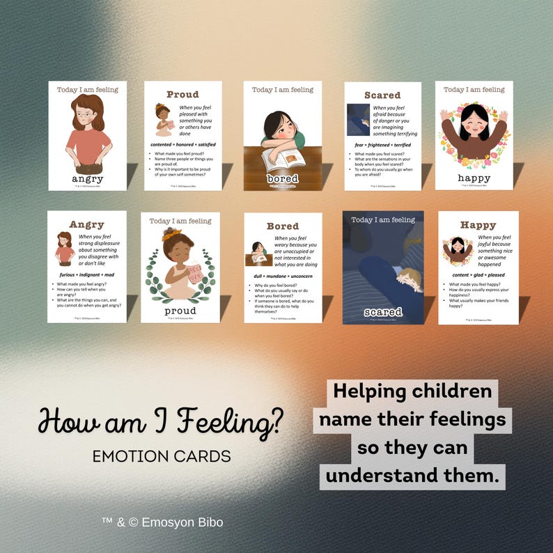 30-day Feelings and Gratitude Journal for Kids With 25 Emotion Cards - Etsy