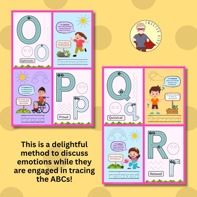 Feelings Alphabet Tracing Printable | Emotional Learning Worksheets PDF ...