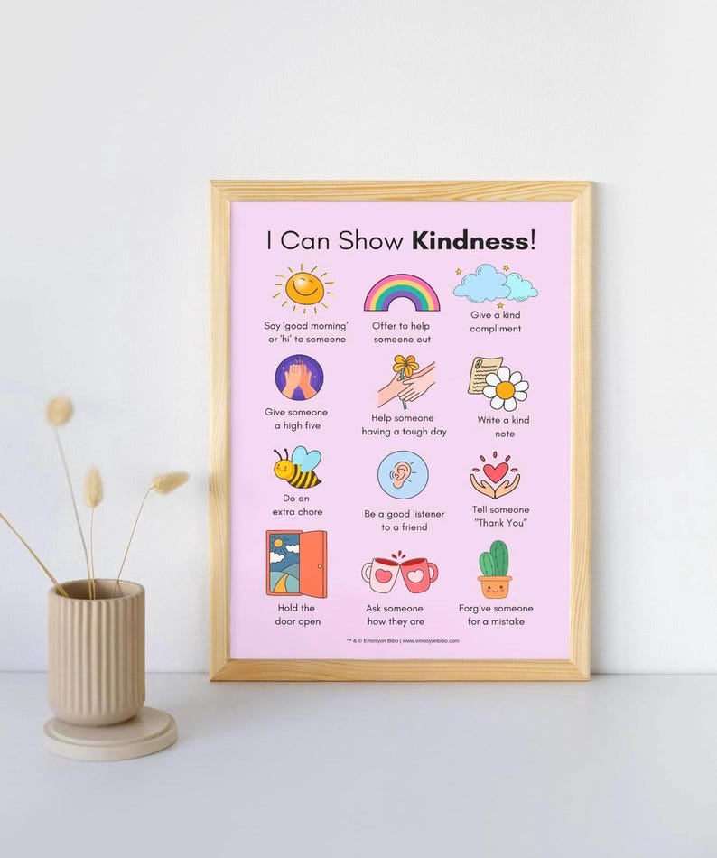Kindness Reminder Poster: Printable Wall Art for Kids (PDF) - Etsy