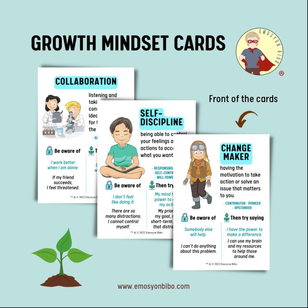 Growth Mindset Cards for Kids | SEL Positive Affirmations - Etsy