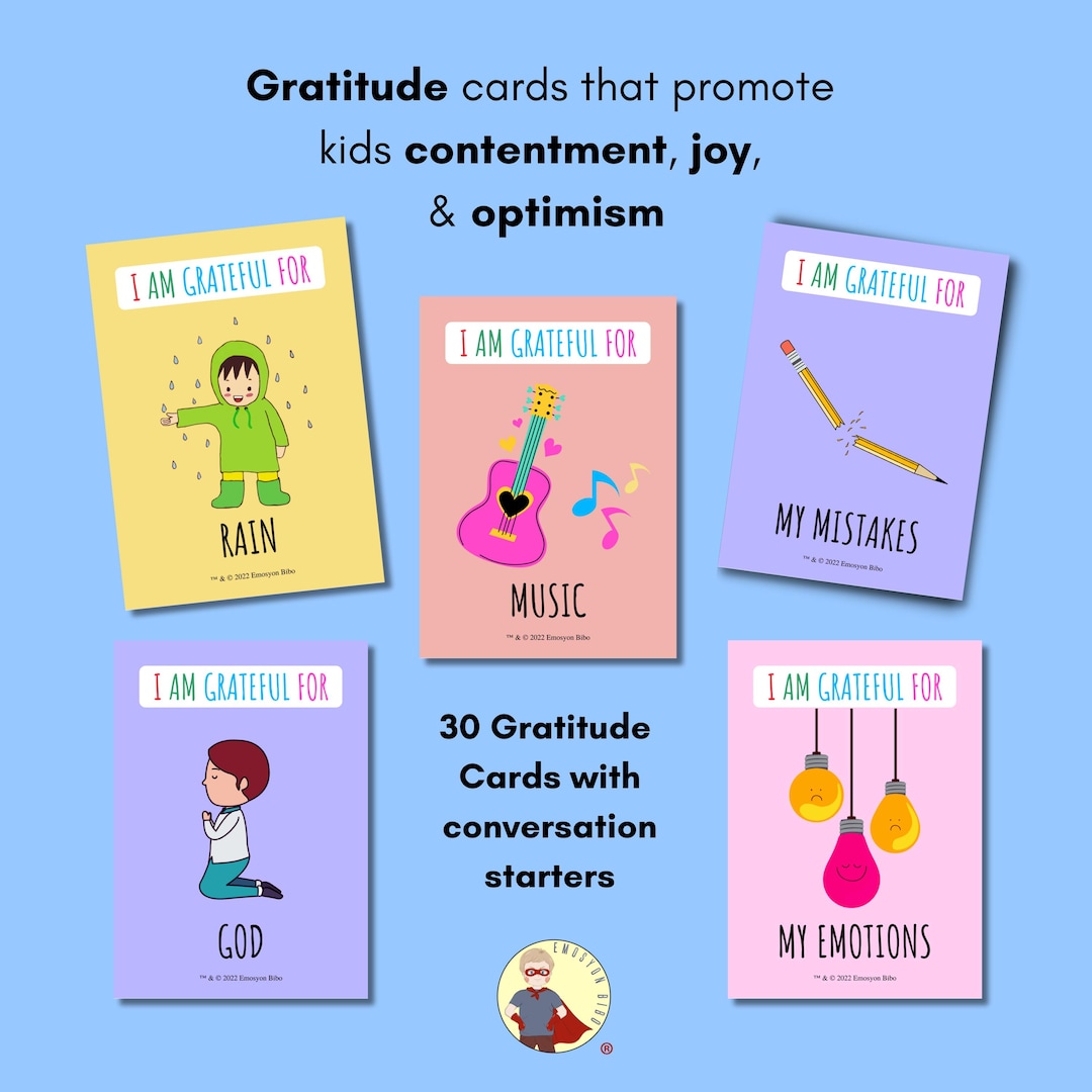 Gratitude Cards for Kids Printable – 30-page Digital Download ...