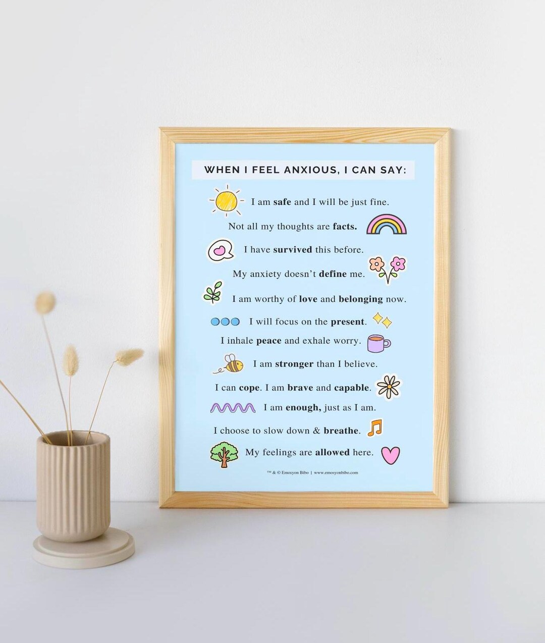Anxiety Affirmation Poster: Calming Words for Stress Relief (digital ...