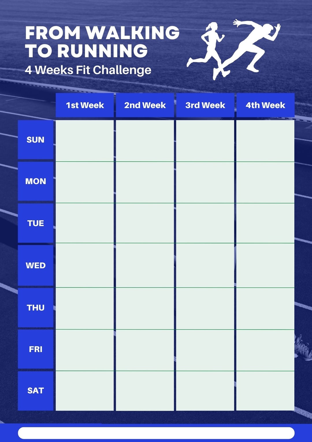 Blu Run Fitness Daily Planner, Digital Planner, Printable Planner ...