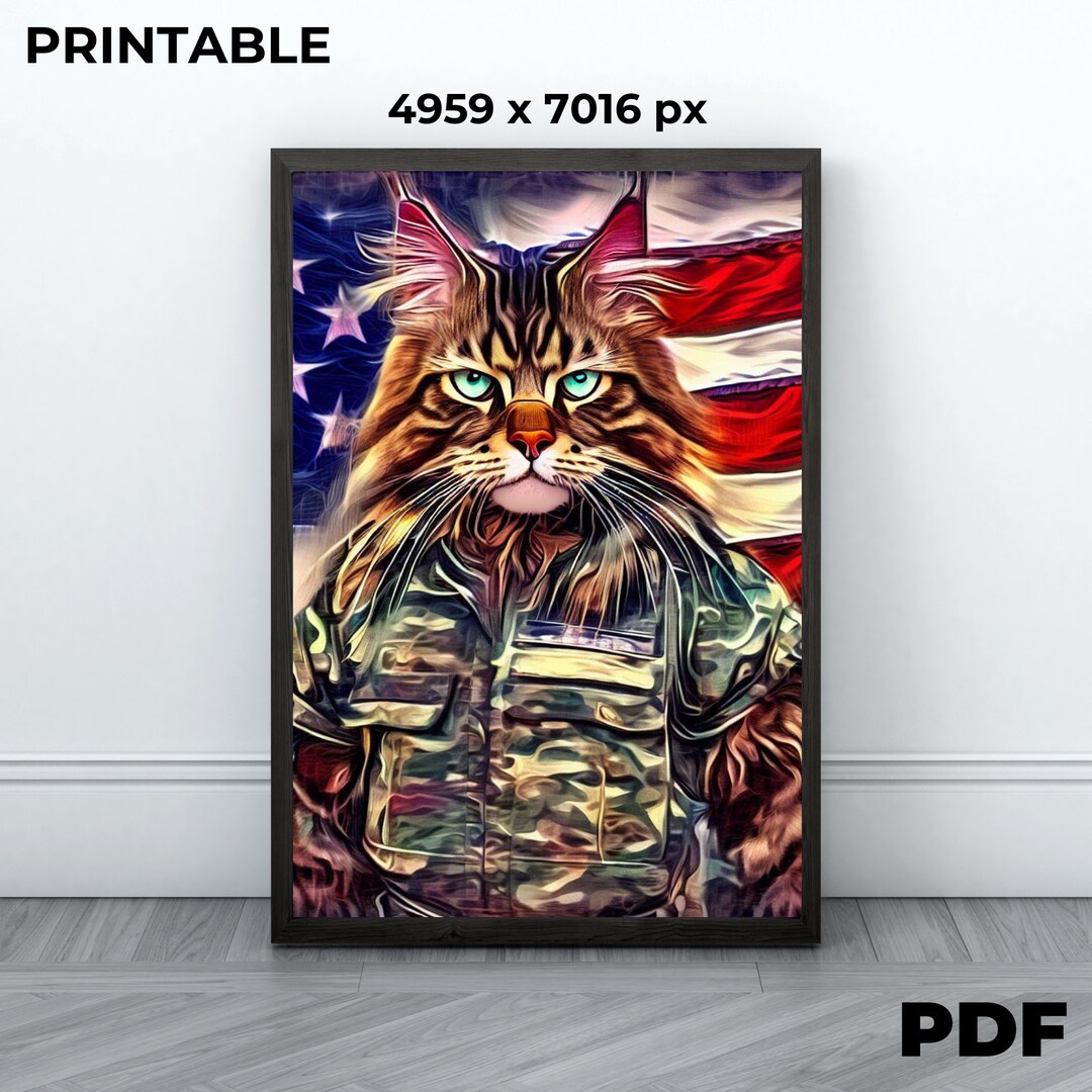 Printable, Cat, Maine Coon, Usa and Animals, Digital Print, Creative ...