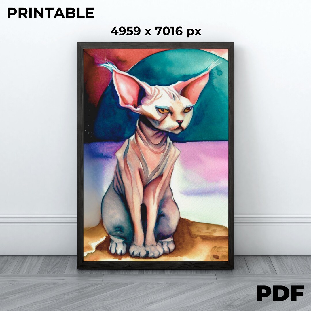 Printable, Cats, Sphinx Cats, Cat Arts, Digital Print, Creative Print ...