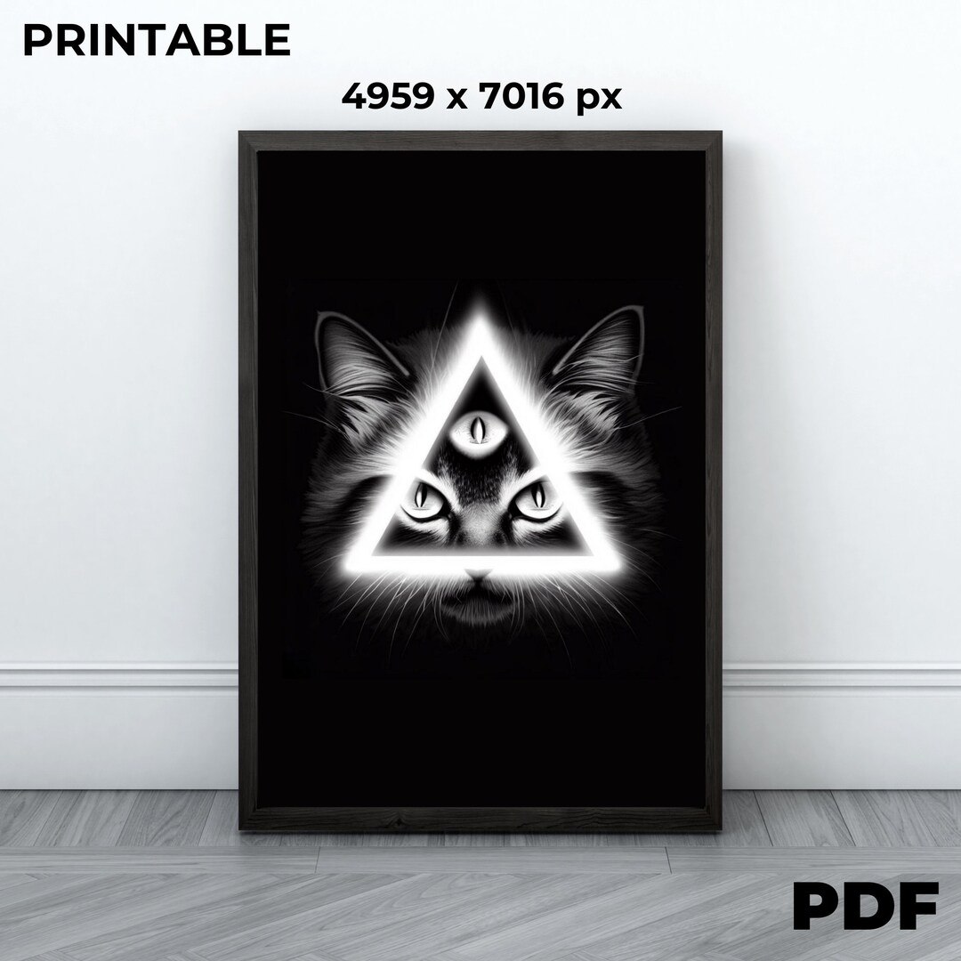 Printable, Cats, Illuminati Cats, Cat Arts, Digital Print, Creative Print, Cat Lovers, Printable ...