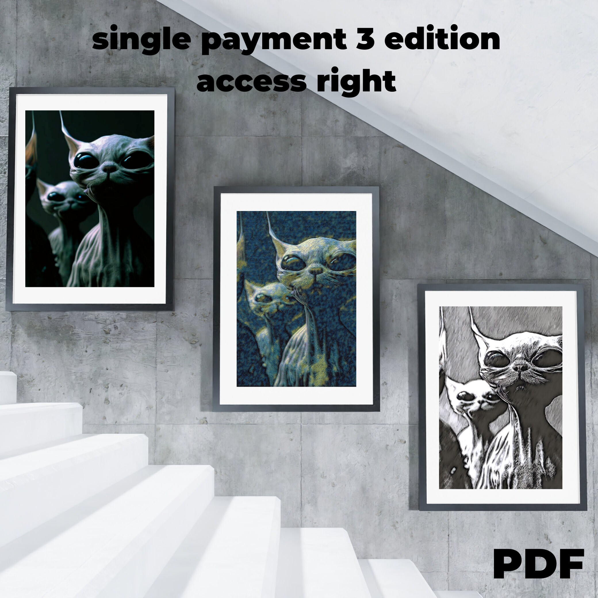 Printable, Cat, Sphinx Cats, Allien Cat, Digital Print, Creative Print ...