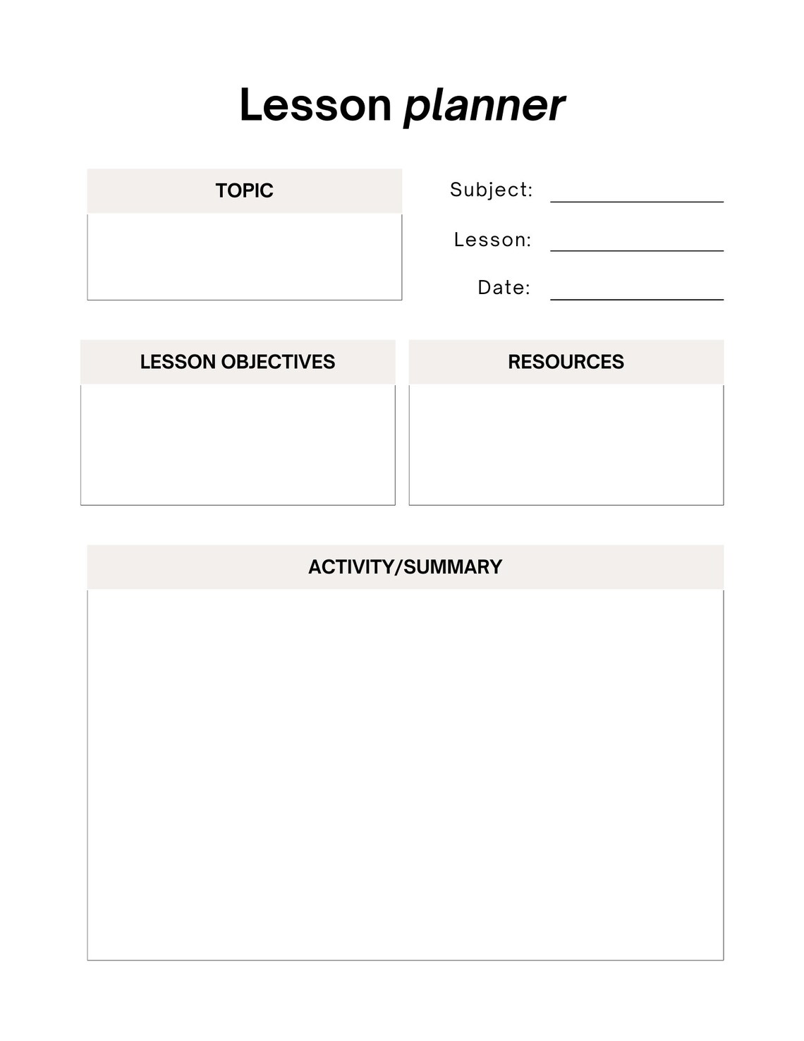 LESSON PLAN TEMPLATE - Lesson Plan Teacher’s Lesson Plan Simple Lesson ...
