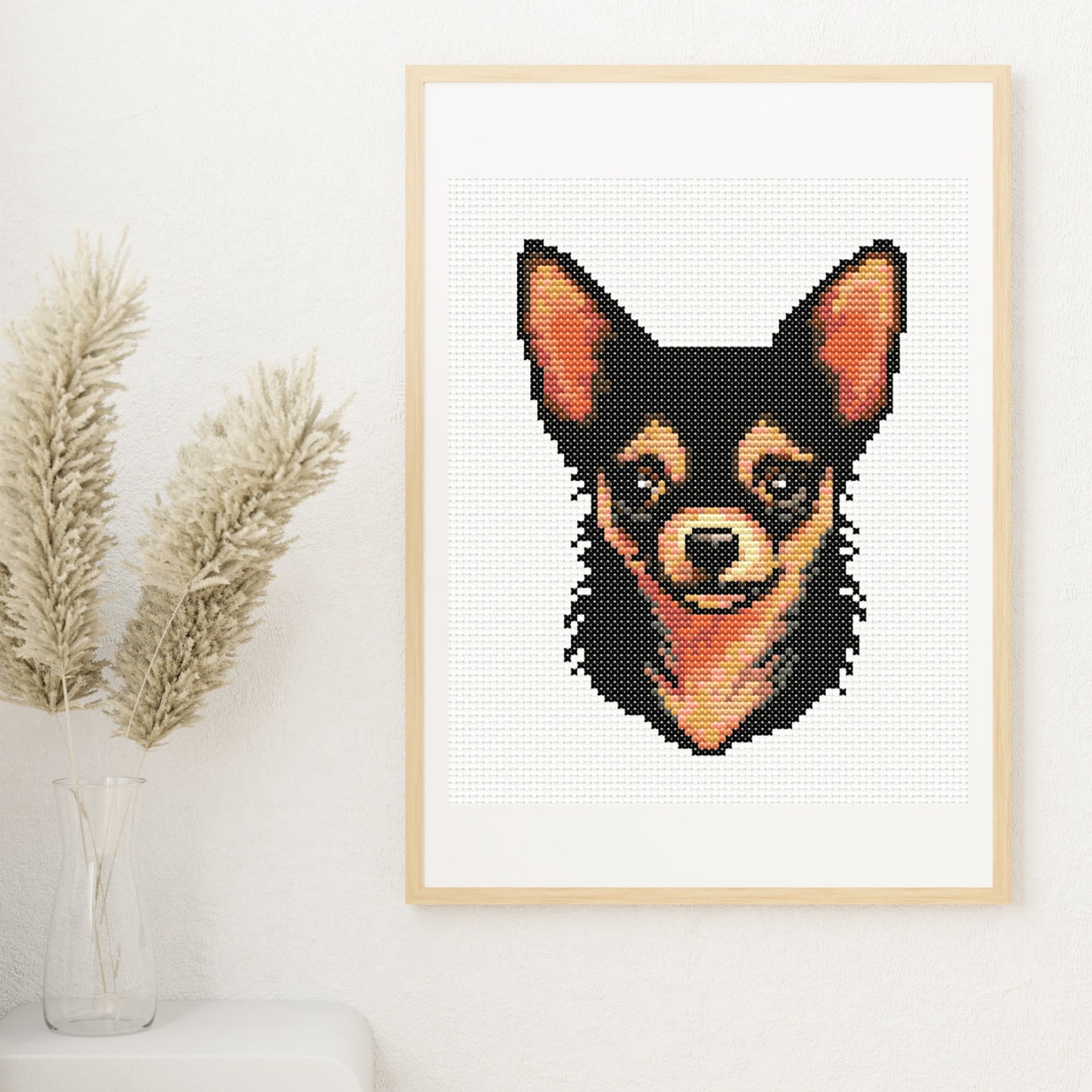 Black and Tan Chihuahua Cross Stitch Pattern, Chi-chi Embroidery Design ...