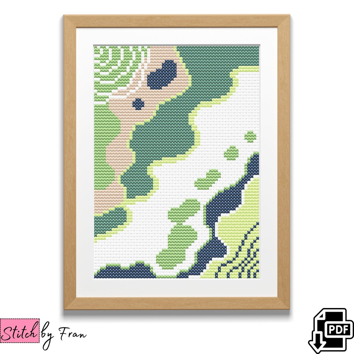 Boho Embroidery Pattern, Green Modern Abstract Embroidery, Bohemian ...