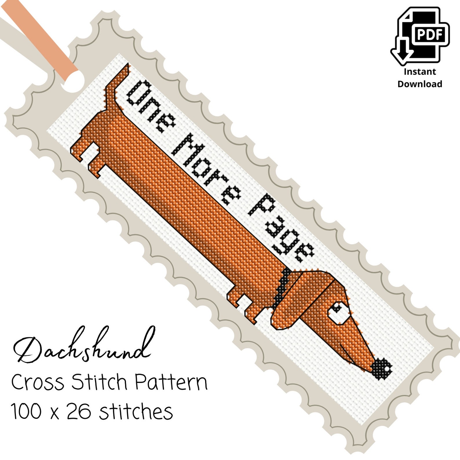 Dachshund Cross-stitch Bookmark, Small Dog Embroidery Pattern, Easy ...