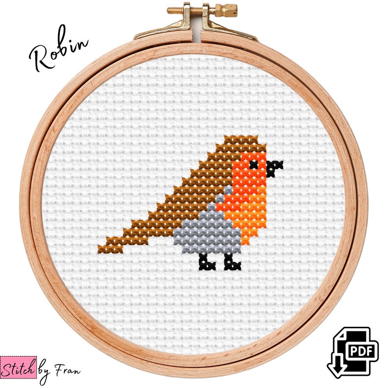 Mini Robin Cross Stitch Pattern - Easy Embroidery for Beginners - Robin ...