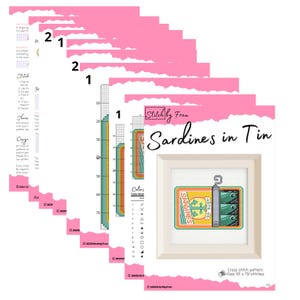 Sardines in Tin Cross Stitch Pattern - Fish Embroidery Pattern - Unique ...