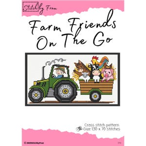 Farm Cross Stitch Pattern | Green Tractor With Funny Farm Animals | PDF ...