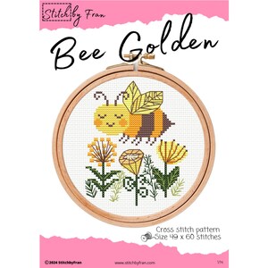 Adorable Bee Cross Stitch Pattern – Cute Bee and Yellow Flowers, Easy ...