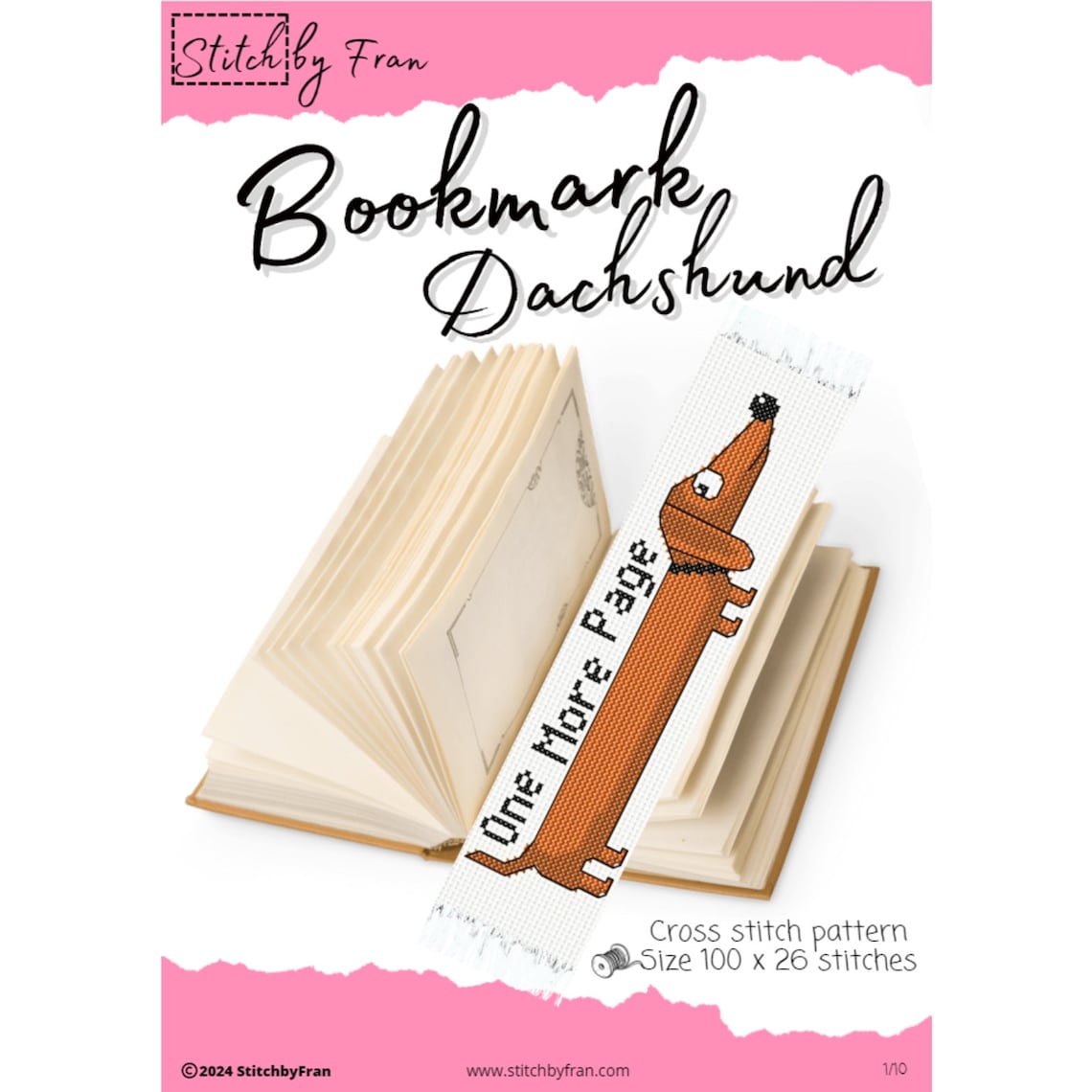 Dachshund Cross-stitch Bookmark, Small Dog Embroidery Pattern, Easy ...