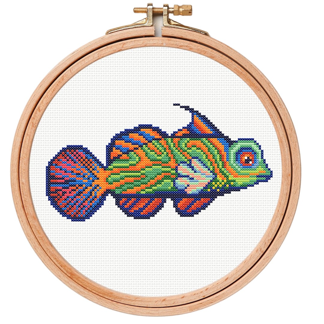 Mandarinfish Cross Stitch Pattern | Colorful Tropical Fish Embroidery ...