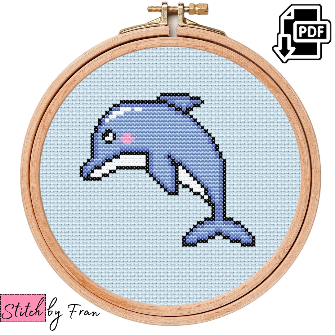 Dolphin Cross Stitch Pattern, Easy Dolphin Embroidery, Small Tiny ...