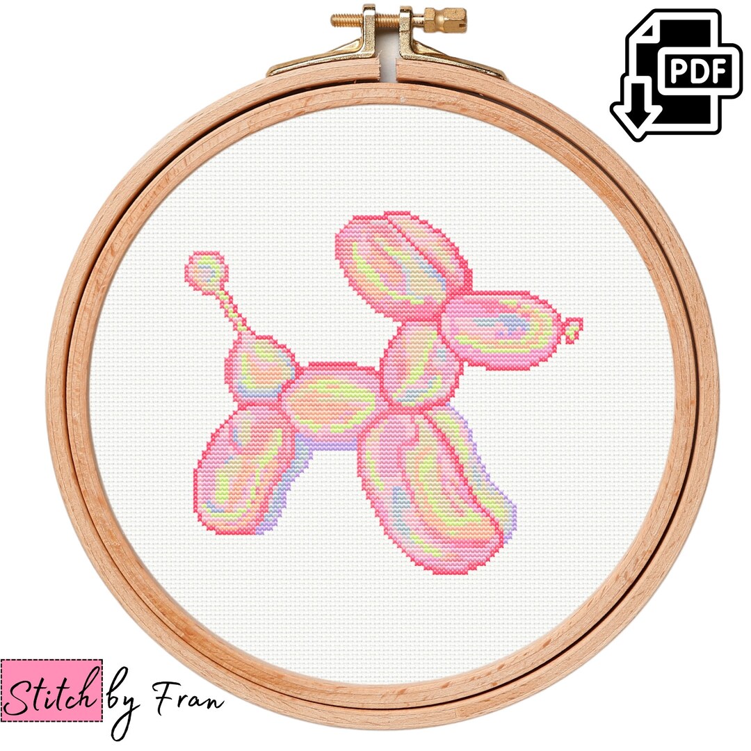 Balloon Dog Cross Stitch Pattern - Modern Poodle Art Embroidery ...