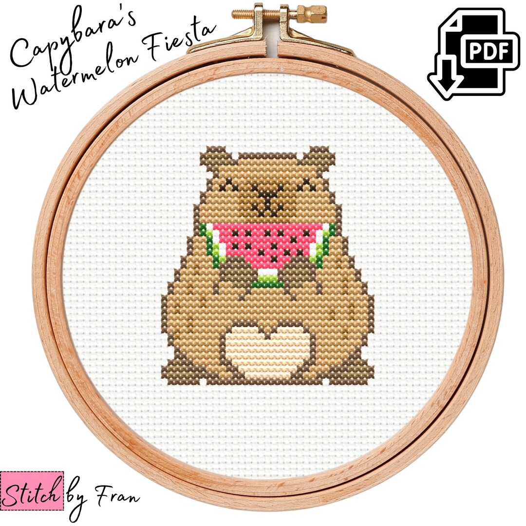 Easy Small Capybara Cross Stitch Pattern, Capy Embroidery Pattern, Capy ...