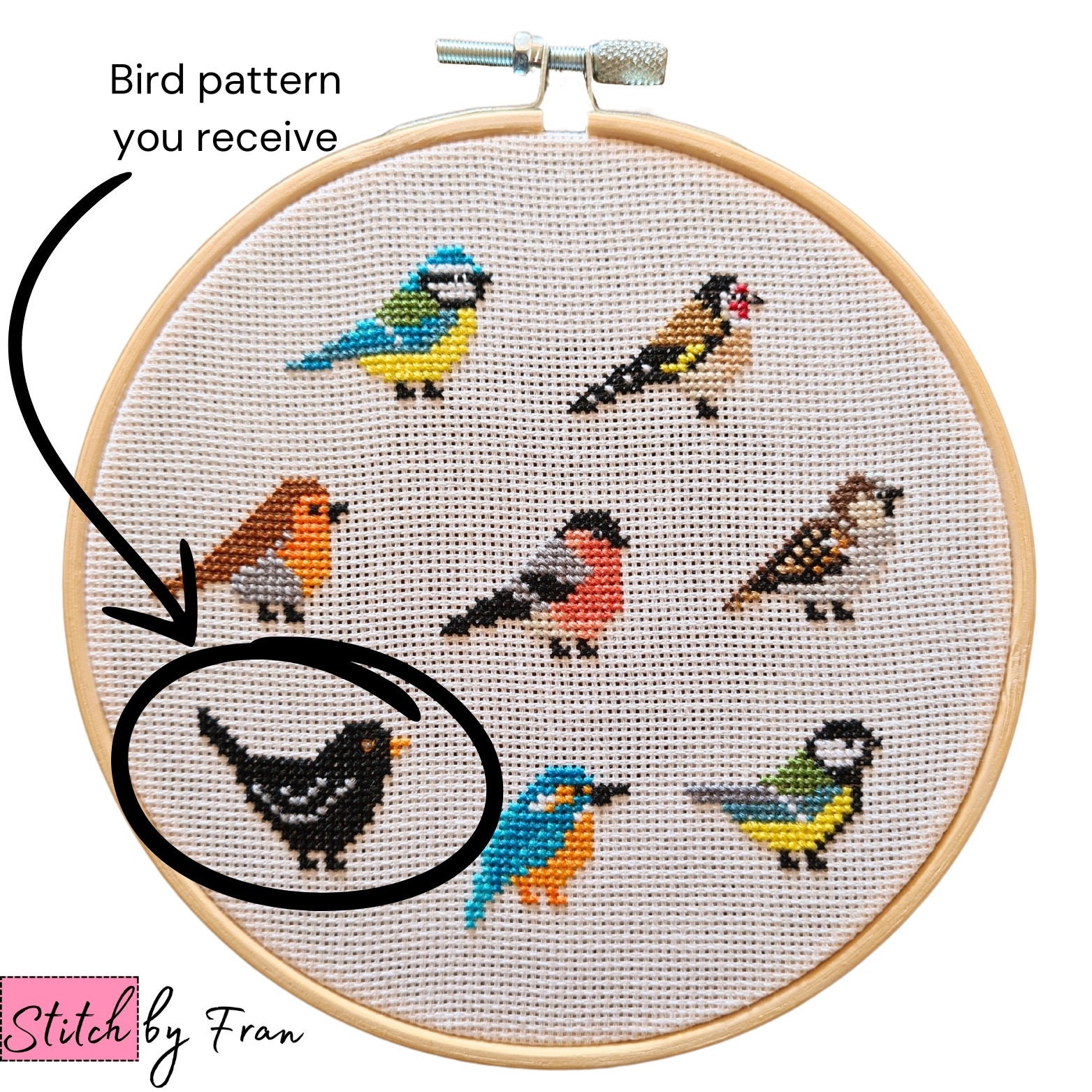 Mini Blackbird Cross Stitch Pattern - Easy Embroidery for Beginners ...