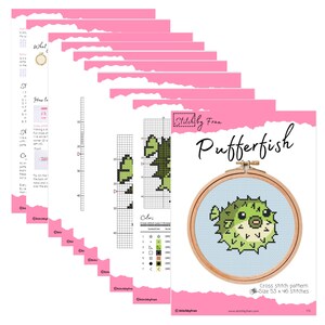 Puffer Fish Cross Stitch Pattern, Pufferfish Embroidery, Easy ...