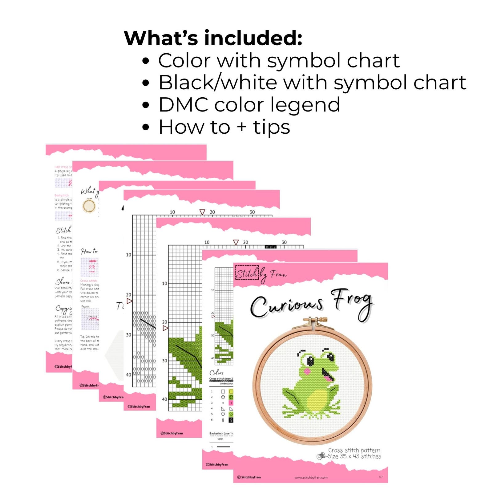 Easy Frog Cross Stitch Pattern – Curious Frog – Beginner Friendly Small ...