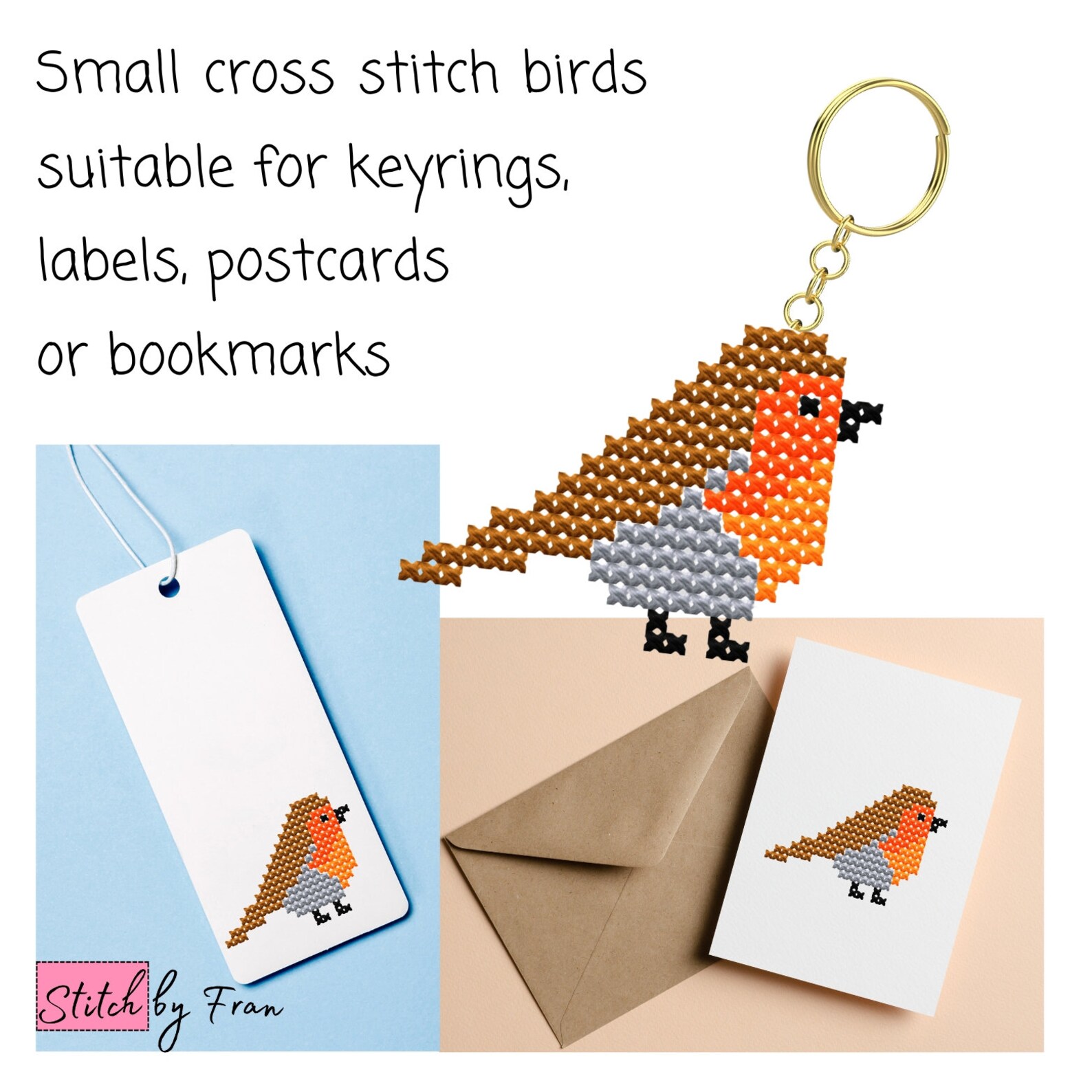Mini Robin Cross Stitch Pattern - Easy Embroidery for Beginners - Robin ...