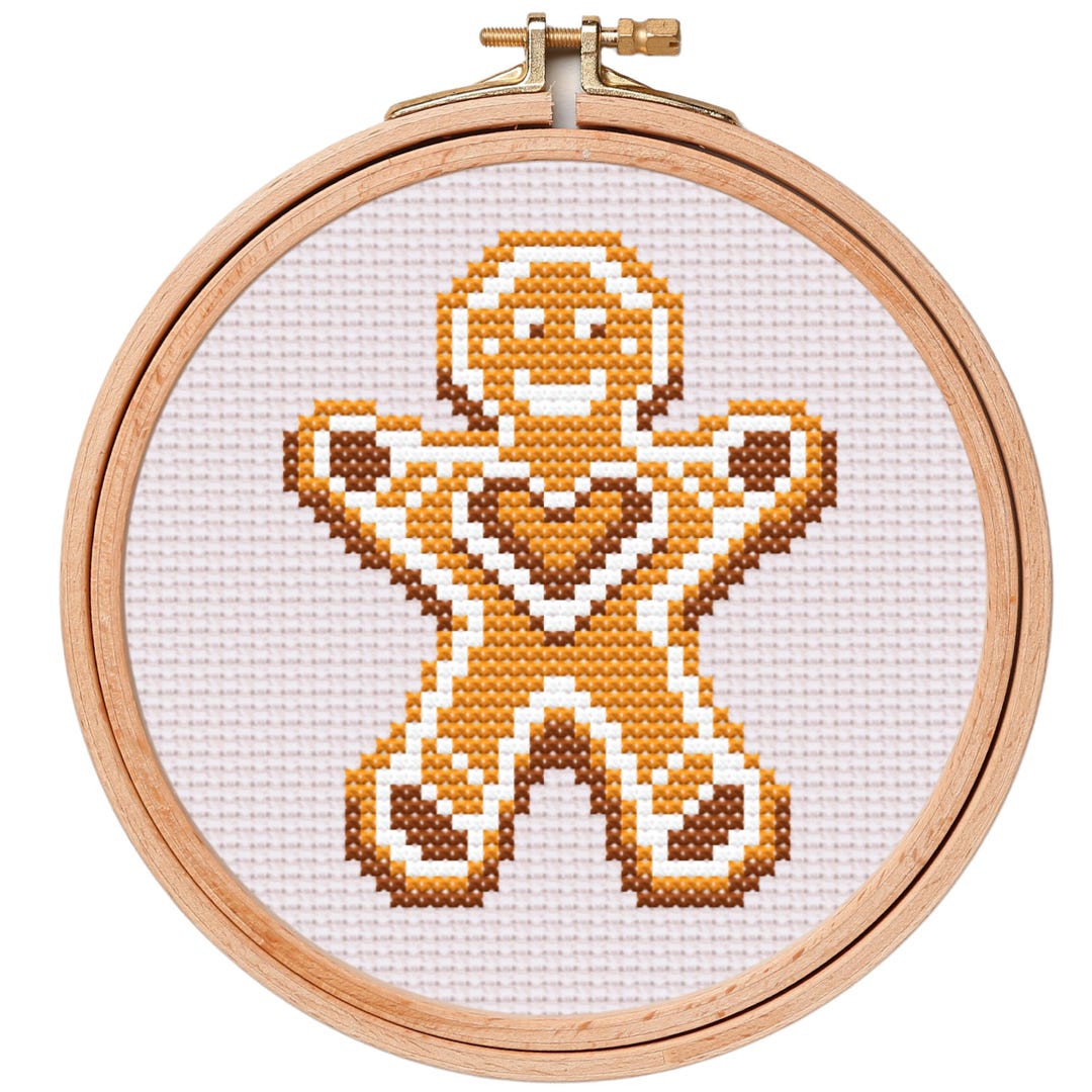 Easy Gingerbread Cookie Cross Stitch Pattern | Christmas Ornament PDF ...
