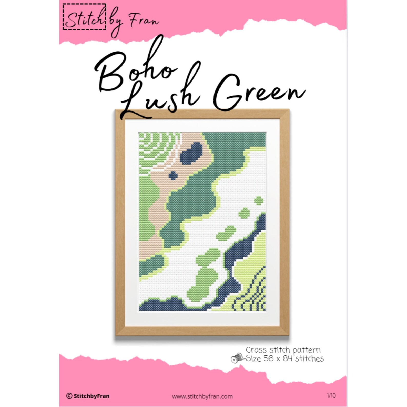 Boho Embroidery Pattern, Green Modern Abstract Embroidery, Bohemian ...