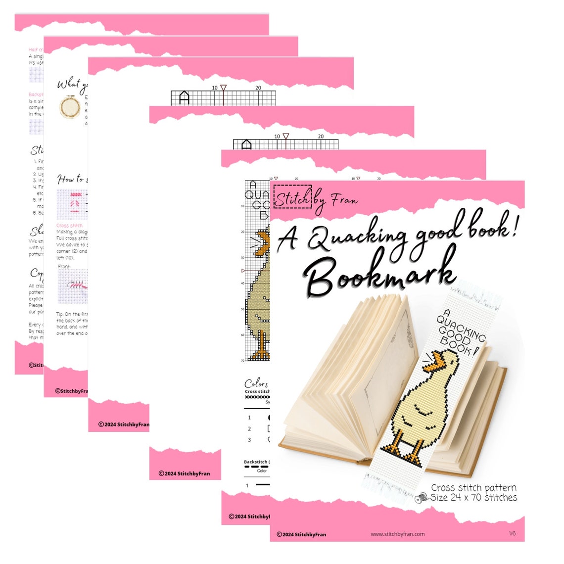 Duck Bookmark Cross Stitch Pattern - Easy Embroidery Beginnerfriendly ...