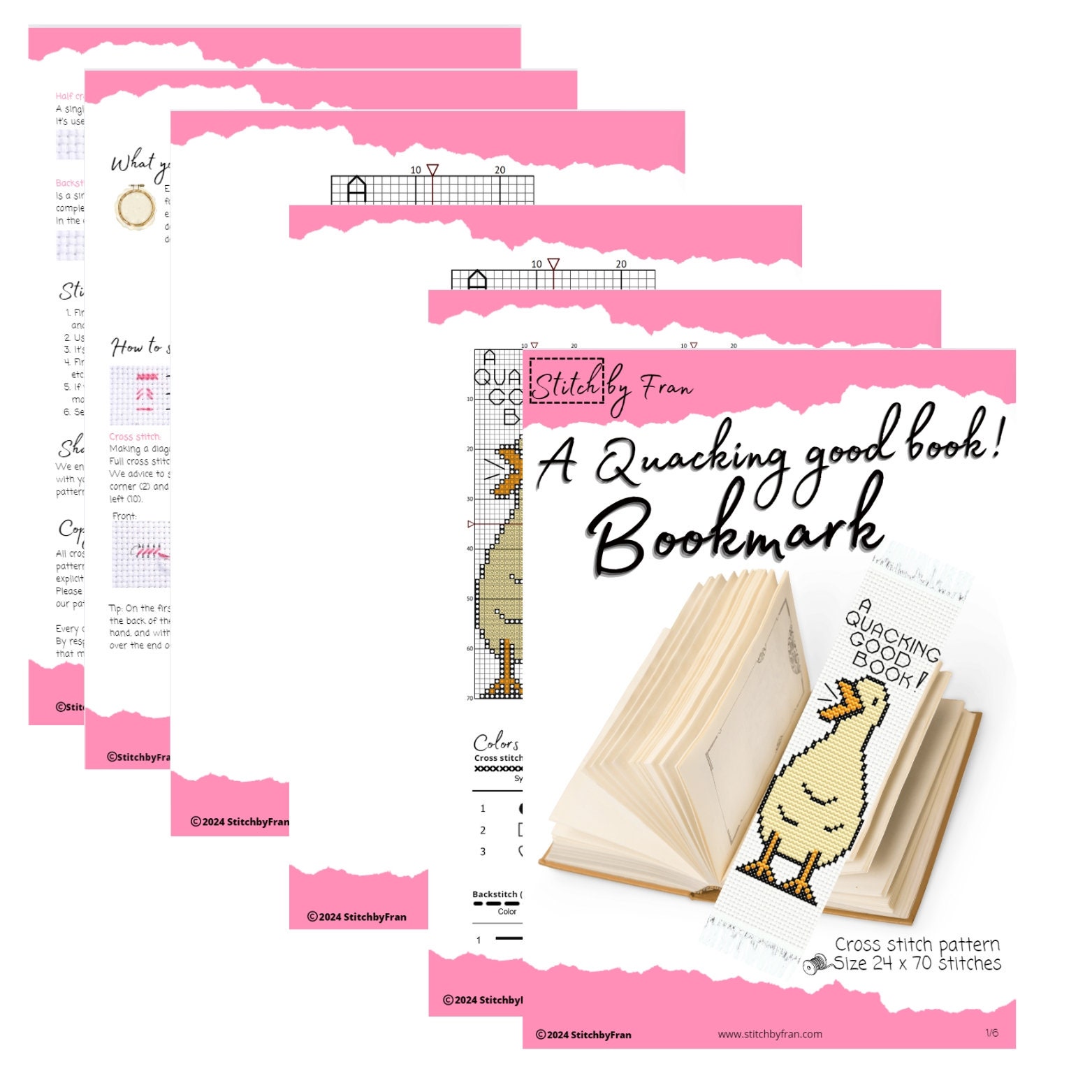 Duck Bookmark Cross Stitch Pattern - Easy Embroidery Beginnerfriendly ...