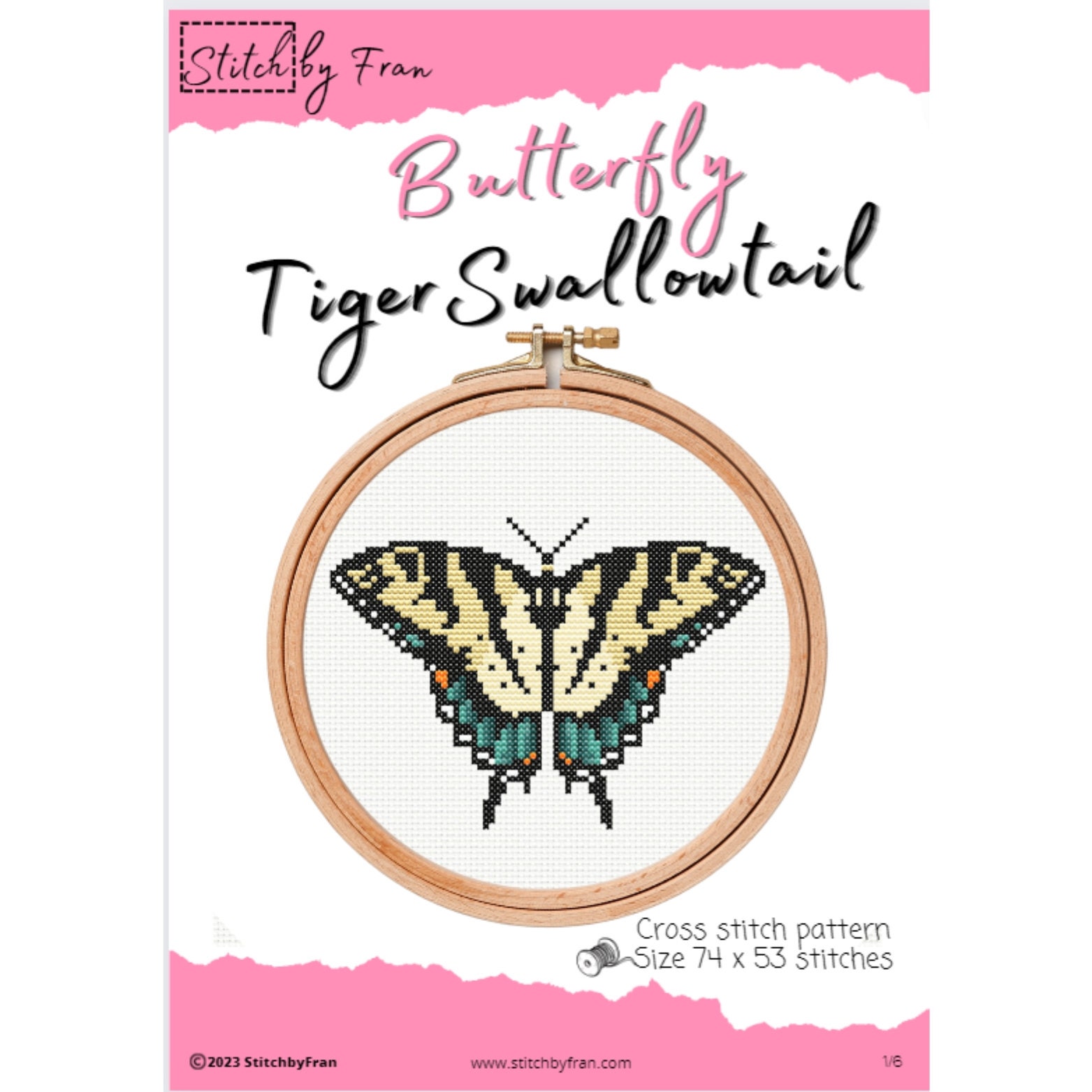 Cross Stitch Pattern Butterfly Tiger Swallowtail, Embroidery PDF ...