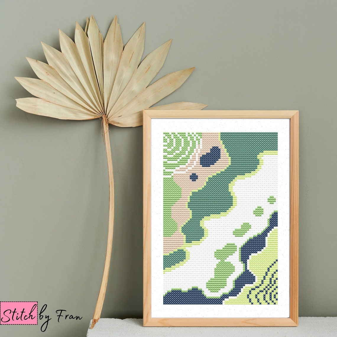 Boho Embroidery Pattern, Green Modern Abstract Embroidery, Bohemian ...