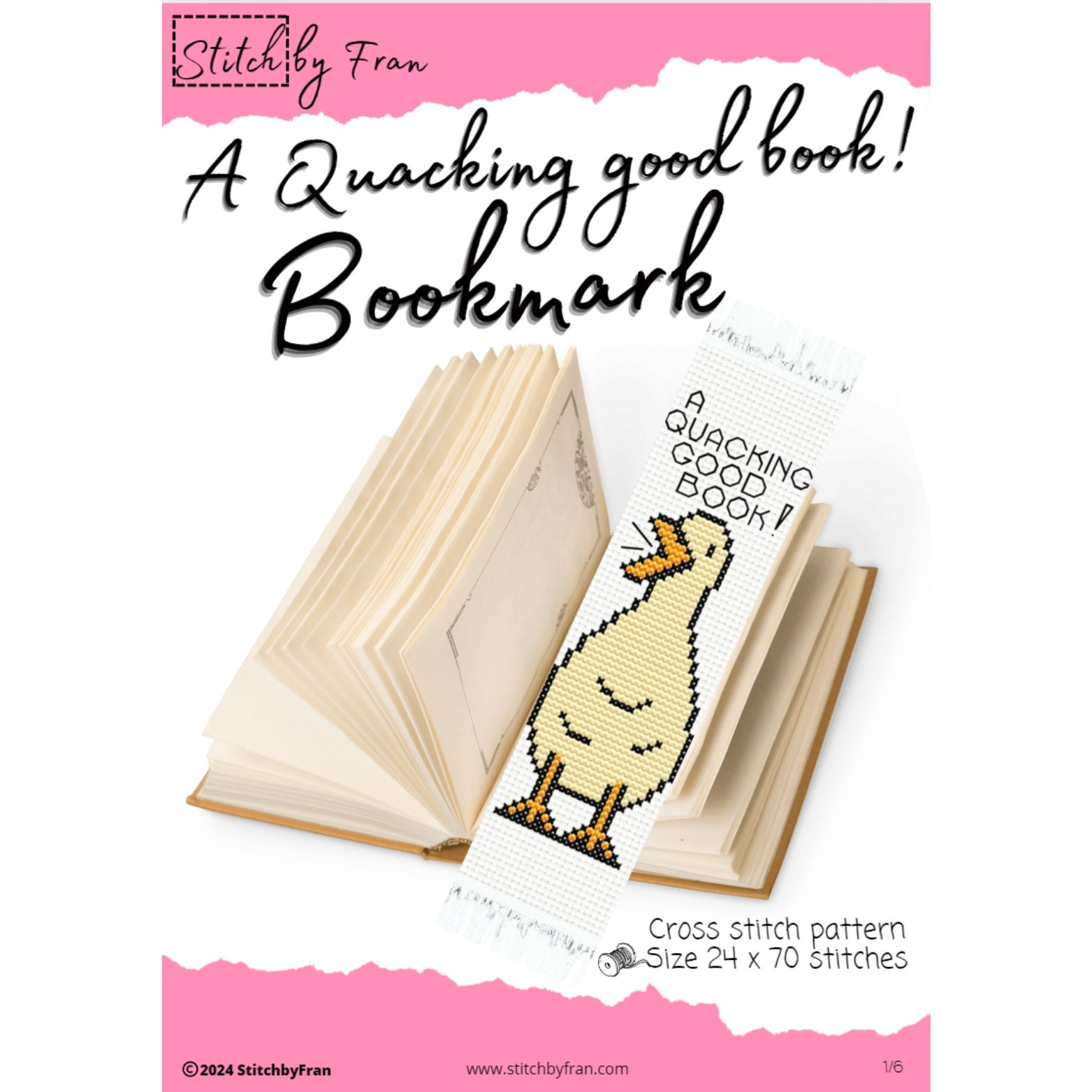 Duck Bookmark Cross Stitch Pattern - Easy Embroidery Beginnerfriendly ...