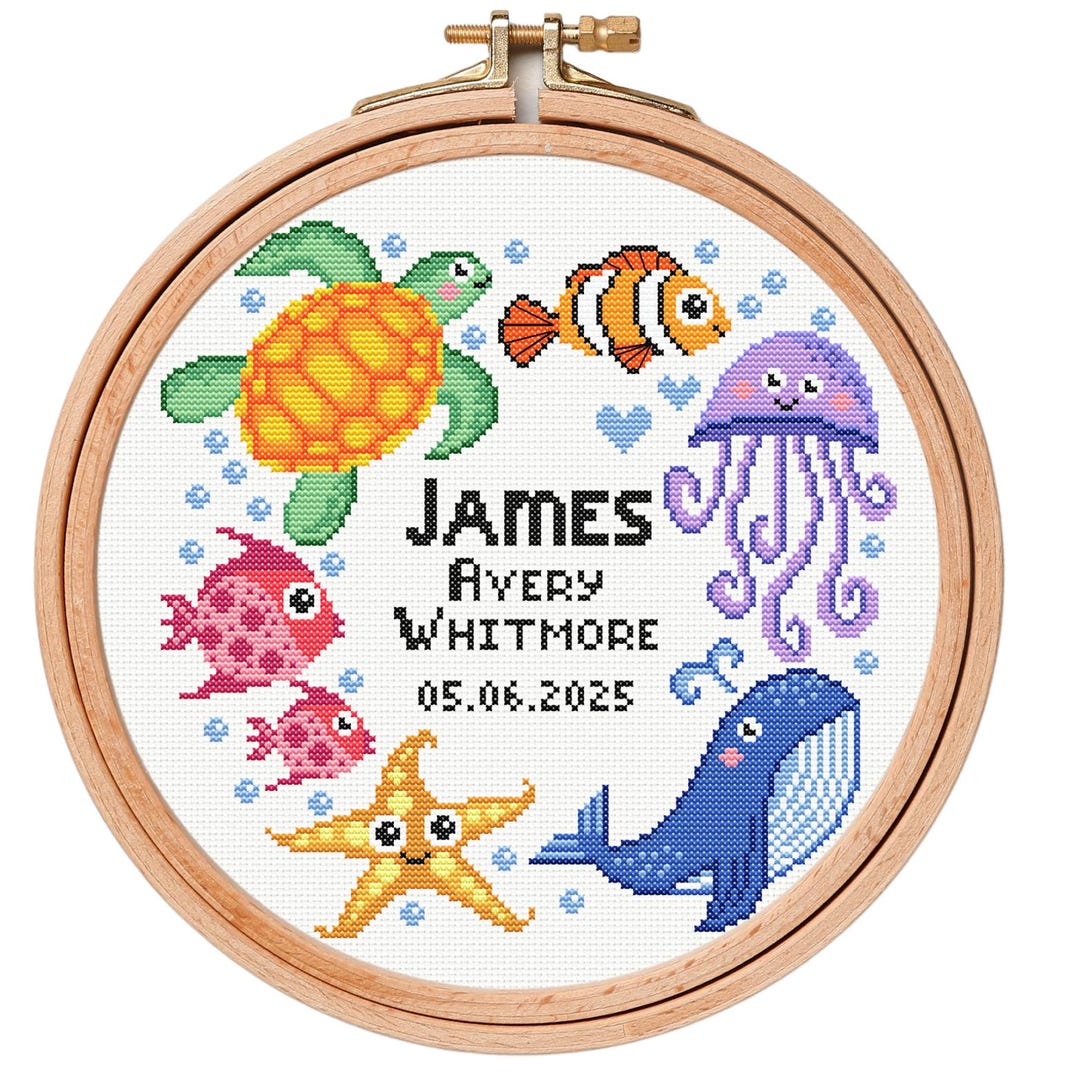 Cute Sea Animals Cross Stitch Pattern - Baby Embroidery Pattern With ...