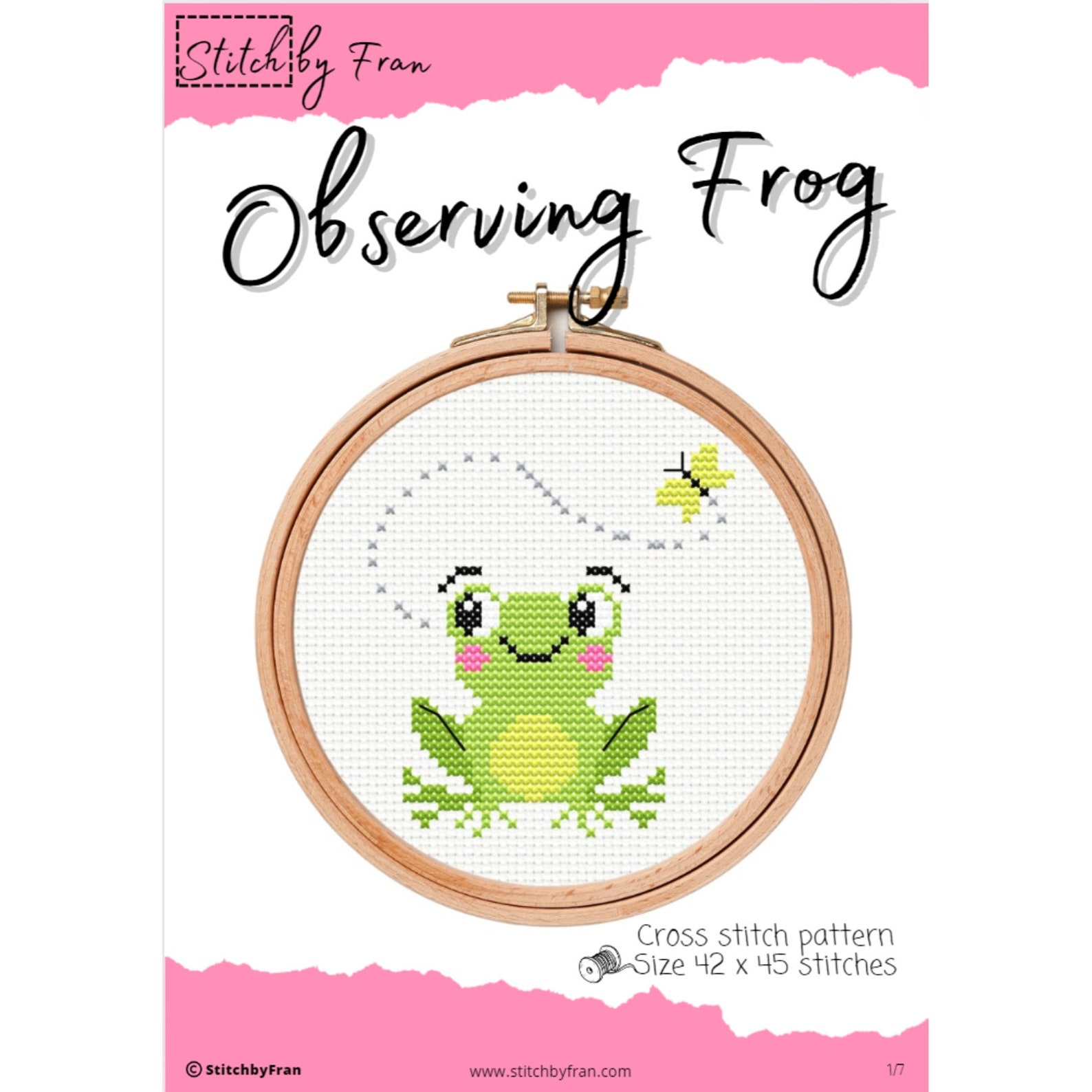 Frog Embroidery Pattern, Easy Small Embroidery, Green Frog Cross Stitch ...