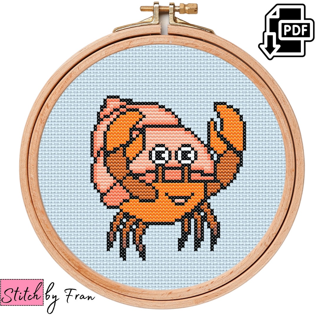 Hermit Crab Embroidery Pattern, Crab Cross Stitch, Simple Fish Sealife ...