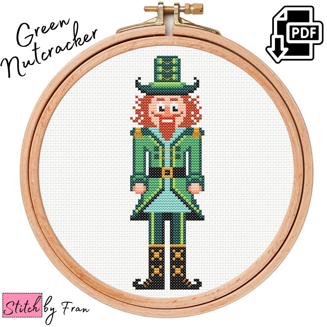 Green Nutcracker Cross-stitch Pattern - Christmas Tree Ornament ...