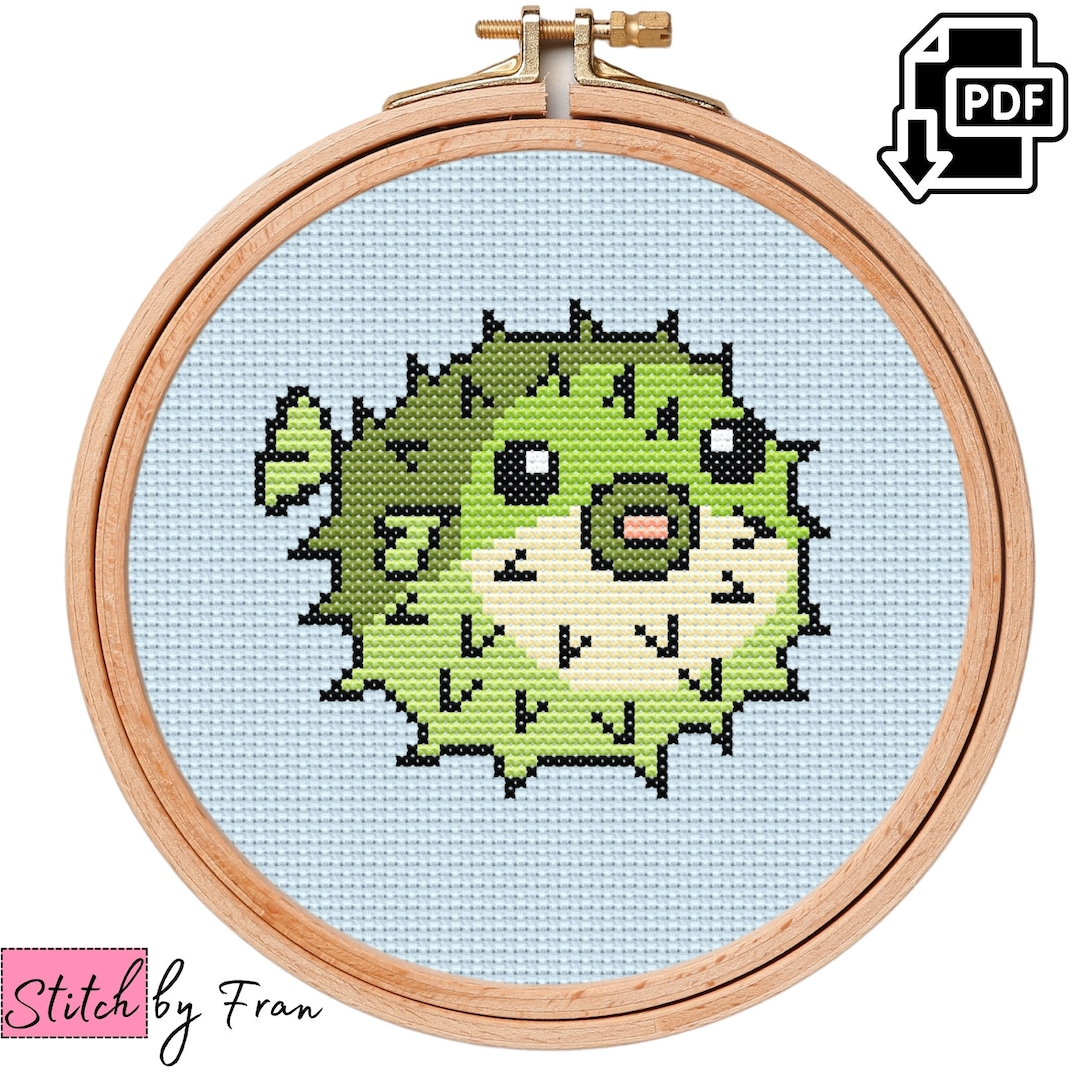 Puffer Fish Cross Stitch Pattern, Pufferfish Embroidery, Easy ...
